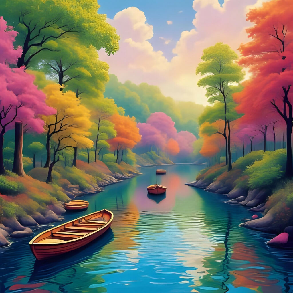 Riverside Light – Impressionist AI Landscape Art