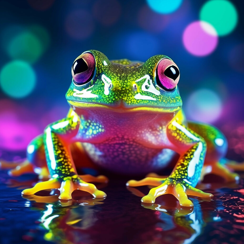 Neon Frog with Crystal Eyes Portrait