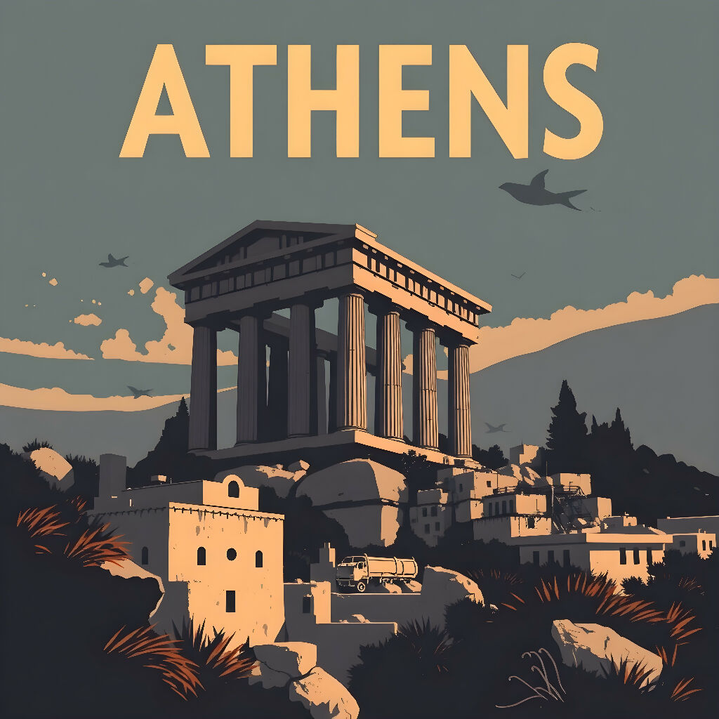 Athens travel poster