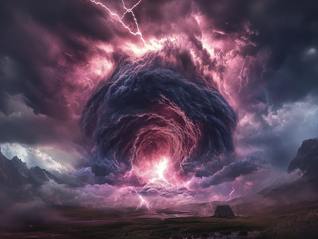 Crimson Storm Vortex – Dramatic AI Art Landscape