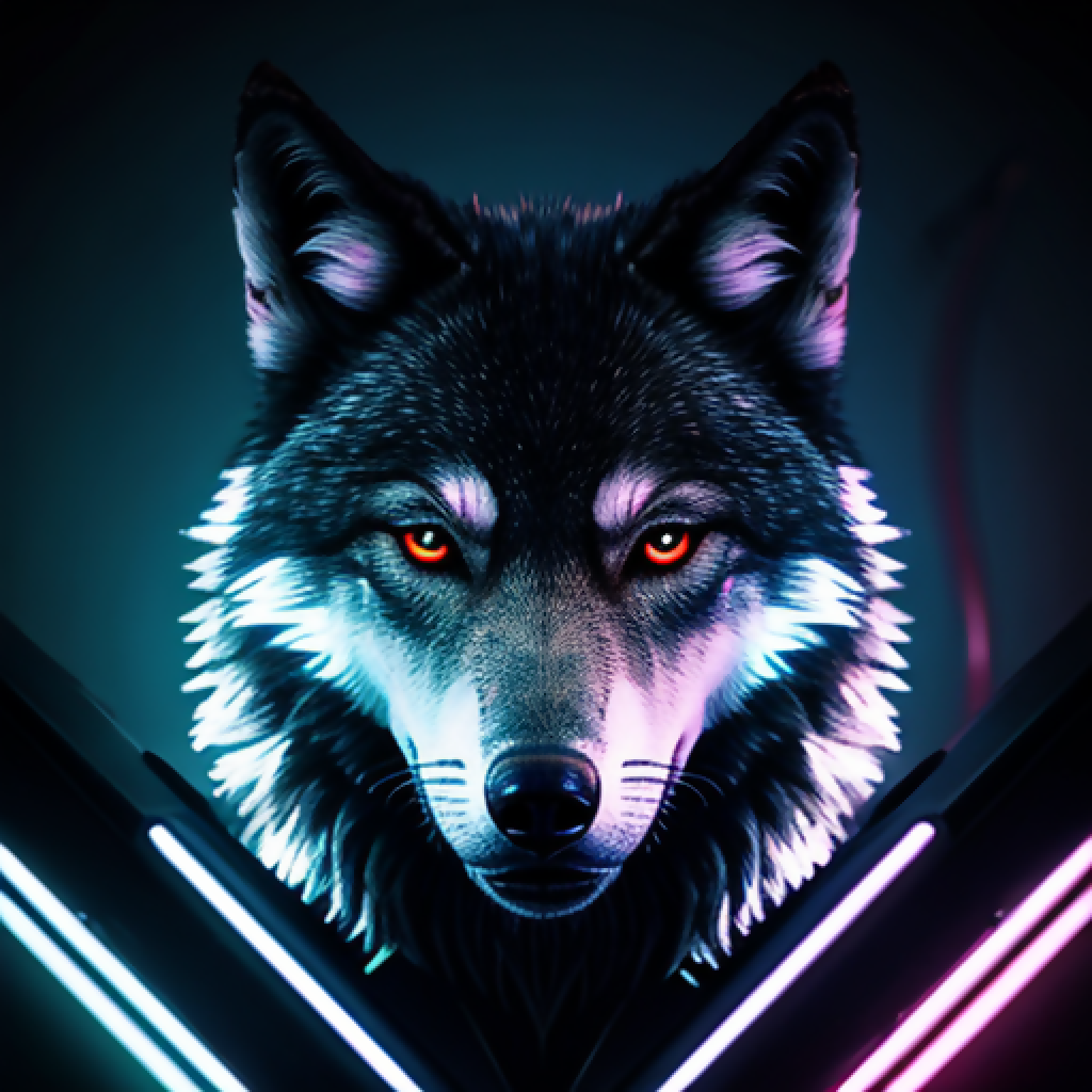 WOLF, ANIMAL, WILD, NEON,EYES,ROBOTICS, LIGHT,DANGEROU,LOGOS