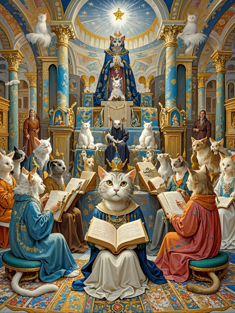Cat Judgement - The Celestial Feline Tribunal | AI Artwork