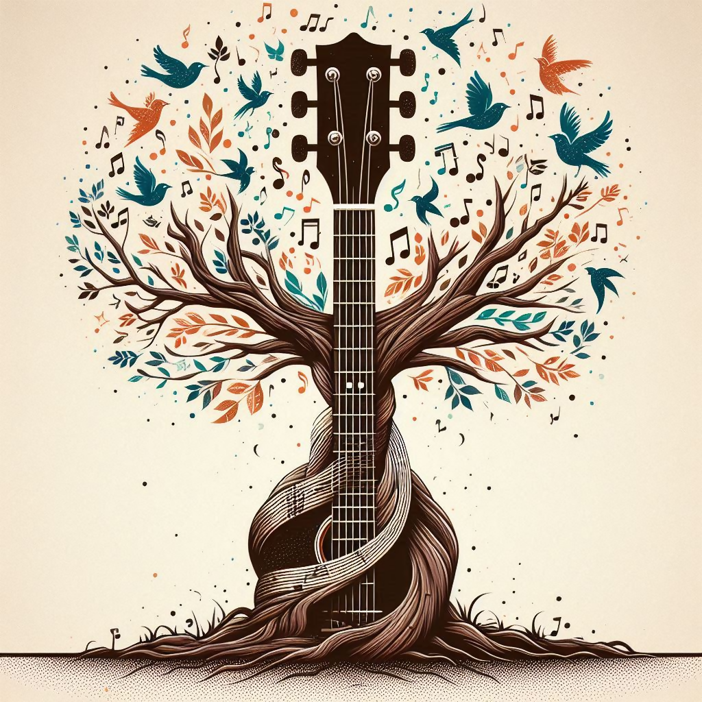 Melody in Bloom: A Guitar Tree of Music & Nature