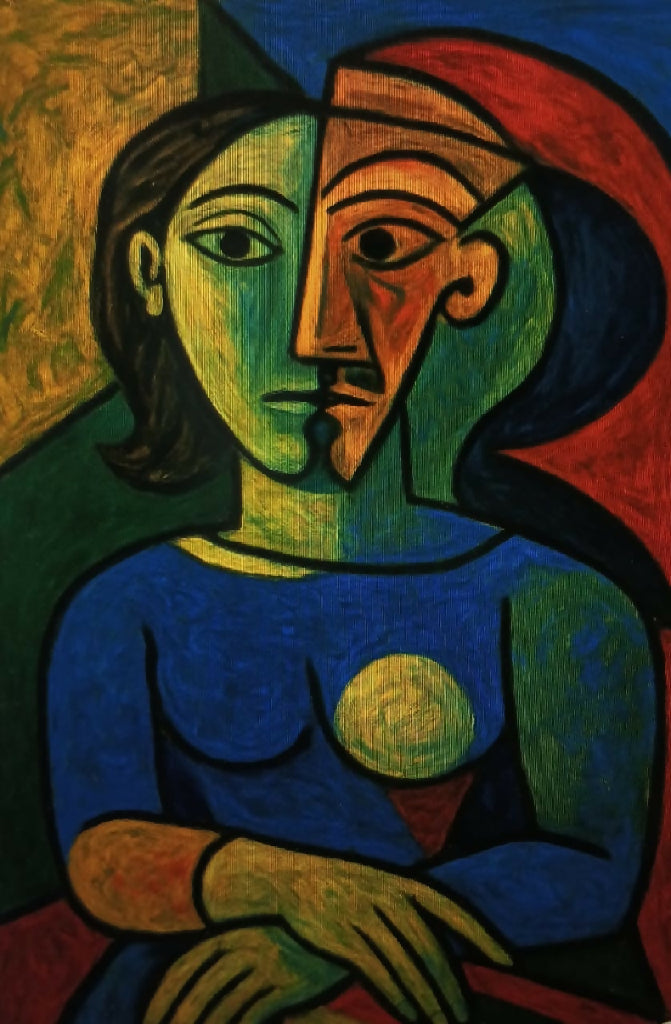 Picasso's late cubism meets modern digital surrealism, mixed me...