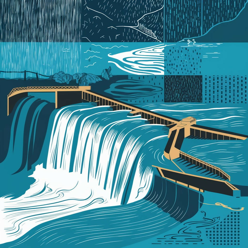 “Captivating Renewable Energy Dam Illustration | Eco-Conscious Art ...