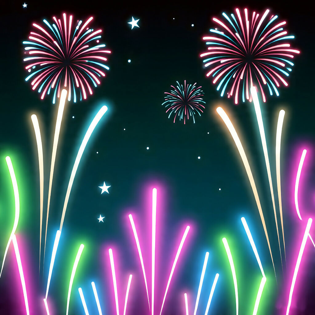 Celestial Burst – Vibrant Pop Art of Fireworks and Starry Night Cel...