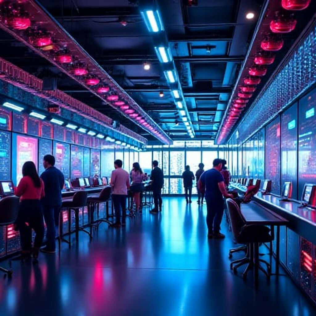 Futuristic Cybersecurity Command Center Sticker