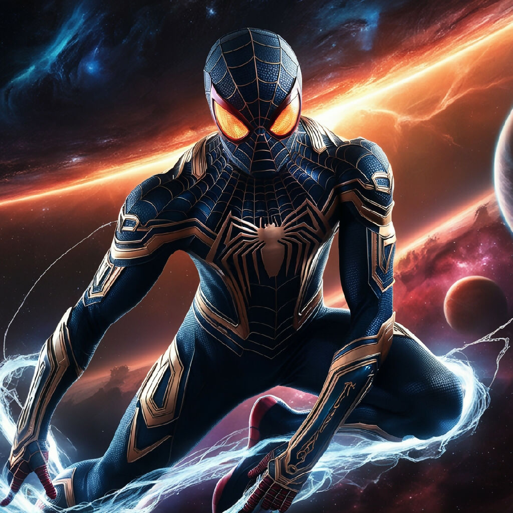 a super-realistic, epic shot of Spider-Man