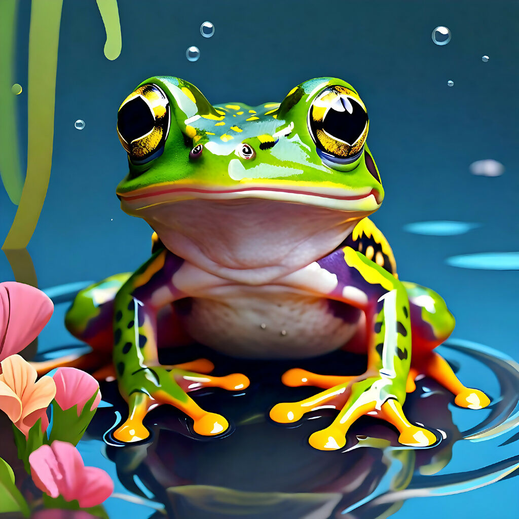 Radiant Frog in Bloom – Hyper-Realistic Animal AI Art for Nature Lo...