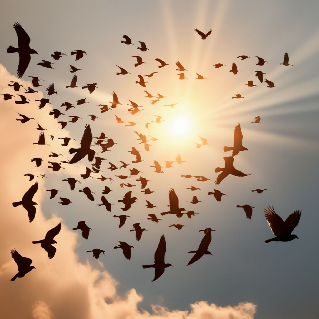 Portrait Beauty Birds Sun Nature Sky Wall Art Picture