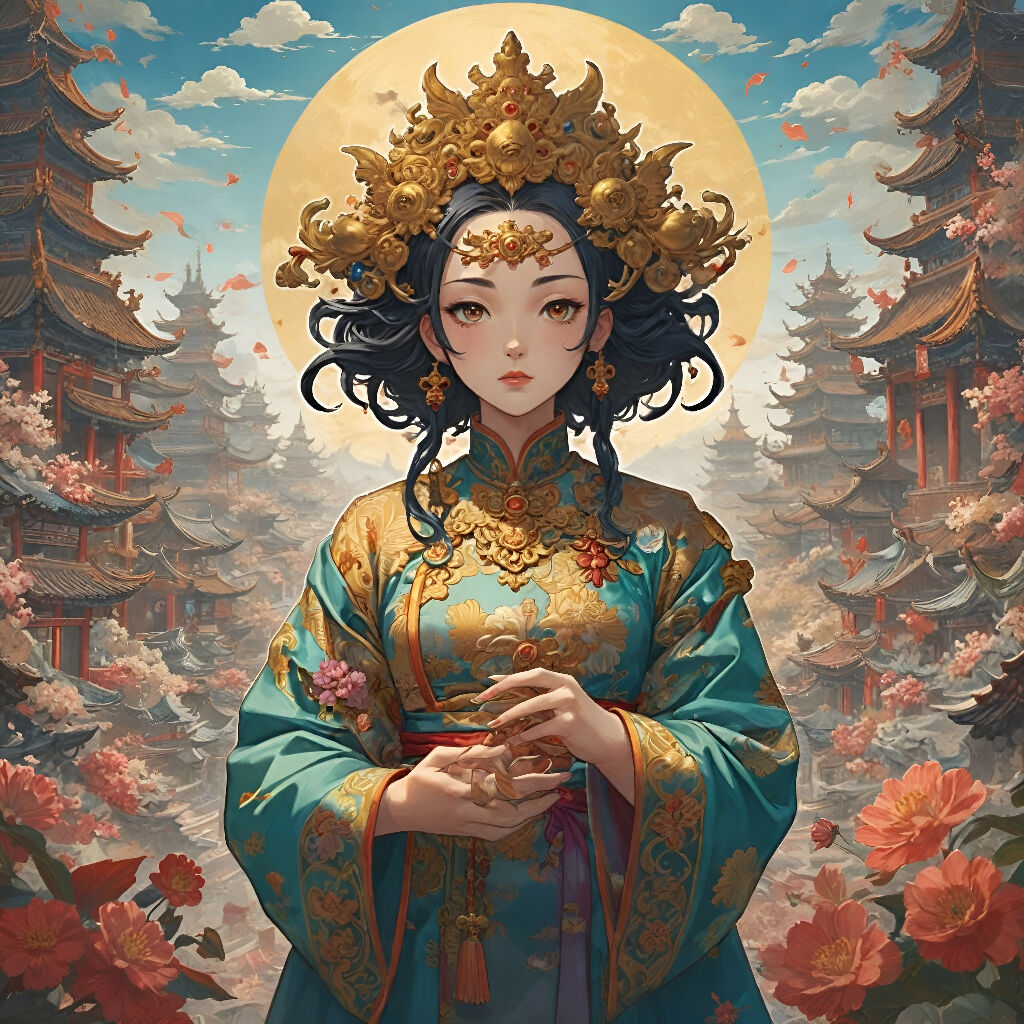 Celestial Empress Portrait | Divine Asian Fantasy Art Print