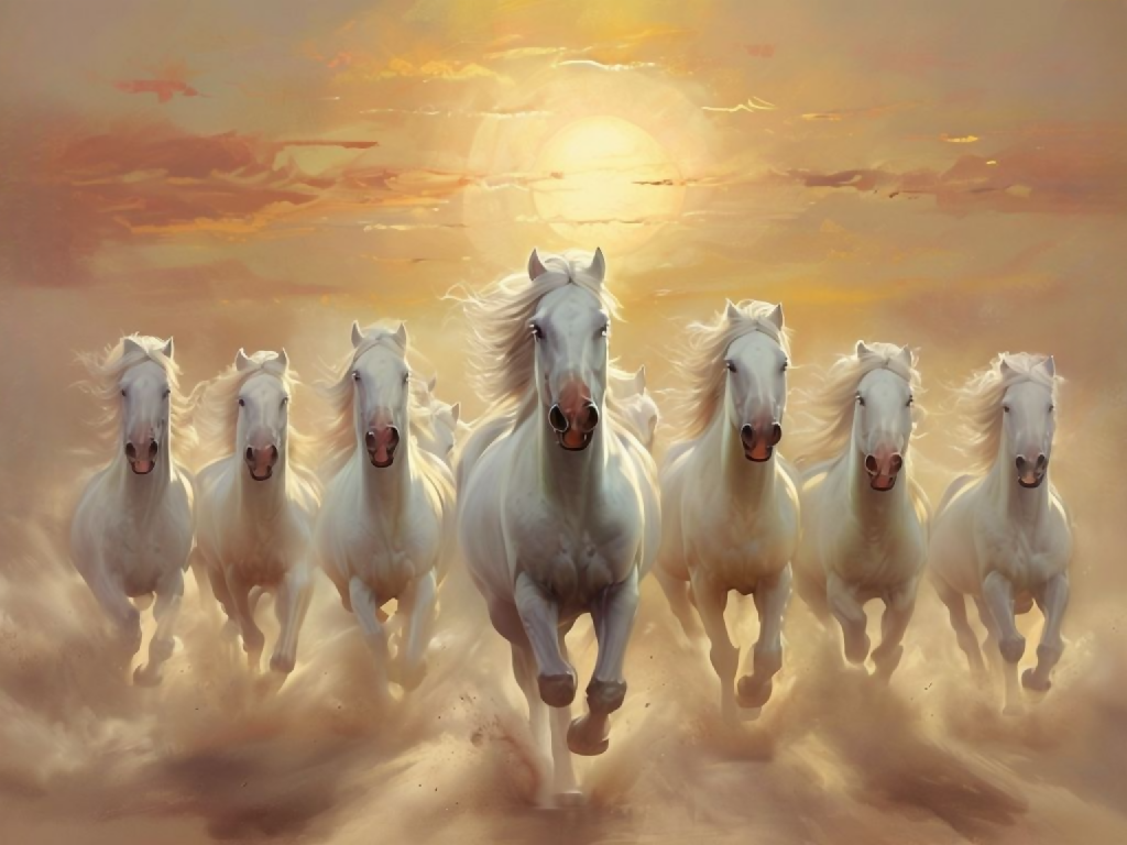 Magnificent White Horses Galloping Digital Art Print - Majestic Equ...
