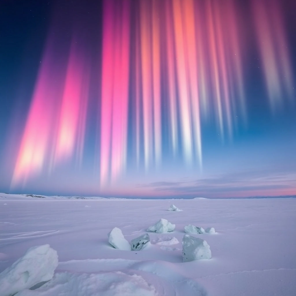 "Aurora Pillars: Spectacular Northern Lights Over Arctic Ice&q...