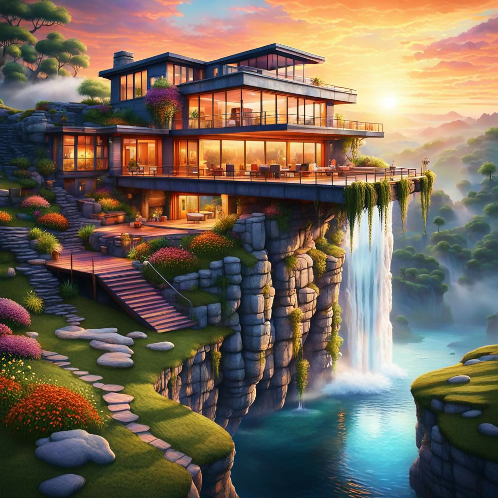 Stunning AI Art of a Cliffside Dream Home