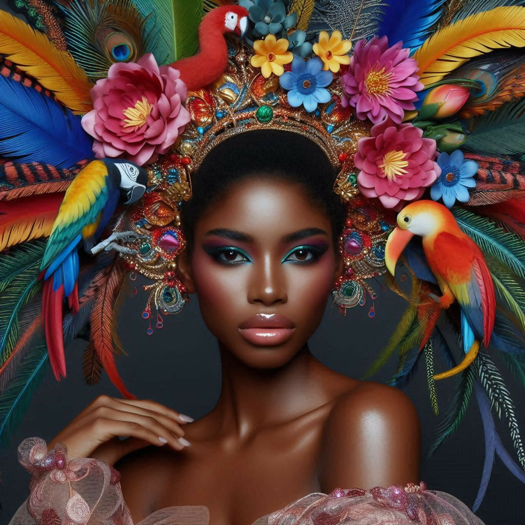 Black woman with glamorous headdress