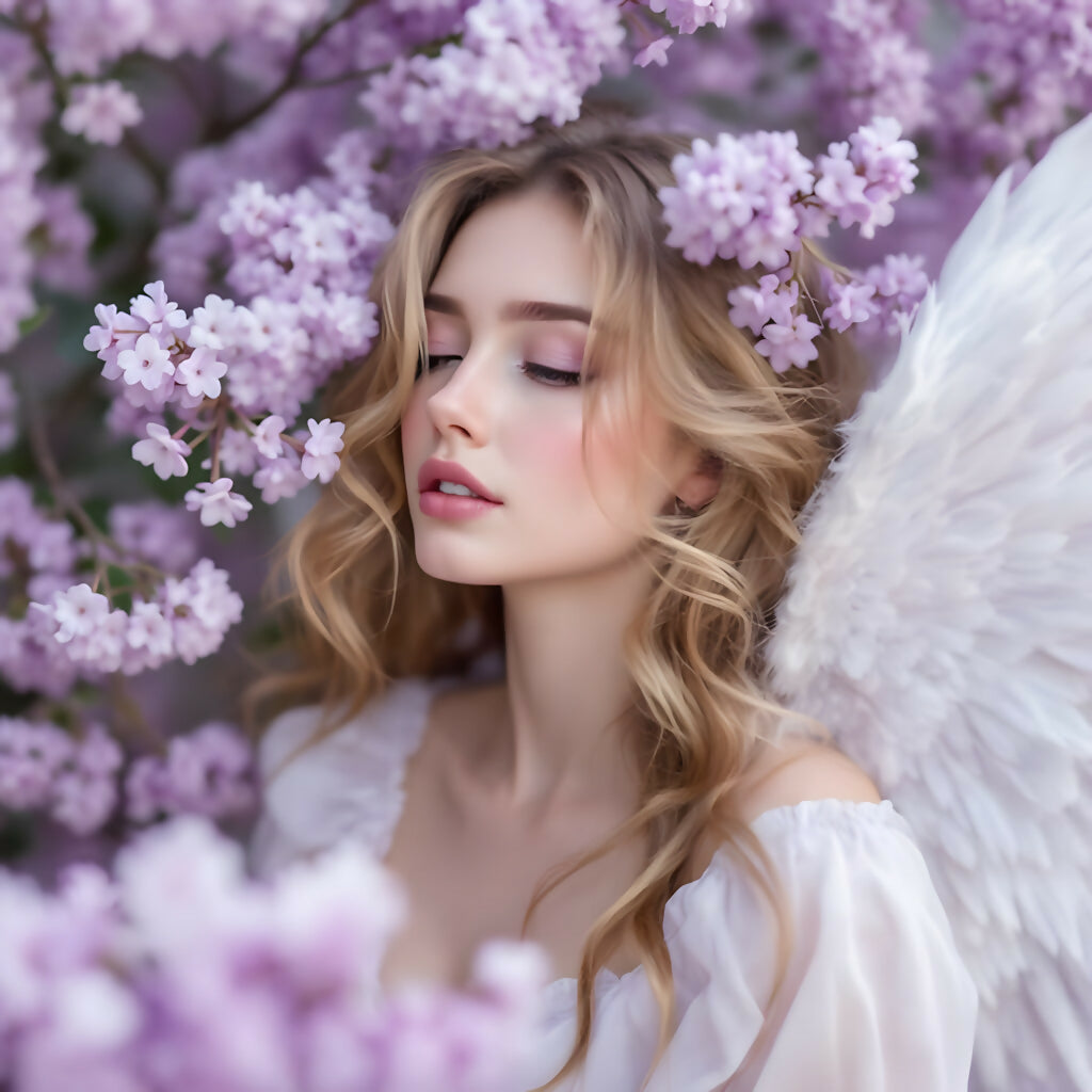 Lilac Angel Art Print – Soft Pastel Fantasy Wall Decor
