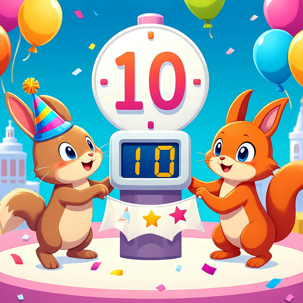 Ten Stars of Joy – Festive Animal AI Art with Bunny & Squirrel
