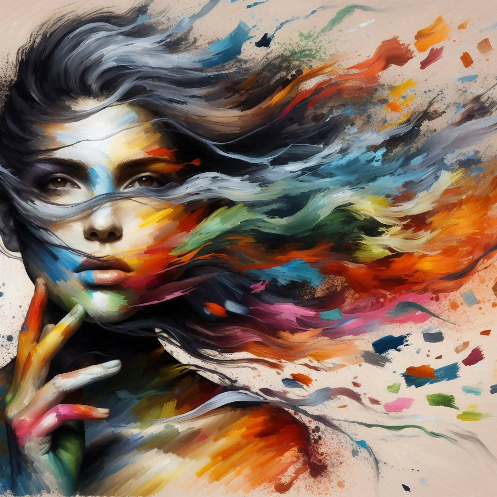 Whimsical Woman: A Vibrant Portrait of Freedom and Emotion