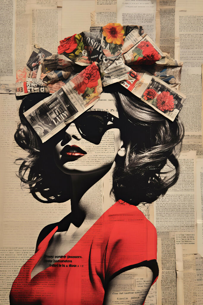 Woman with Newspaper Ribbon in her Hair