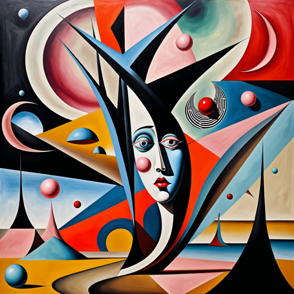 Dreamscape Geometry - Surrealist Abstract Art for Sale