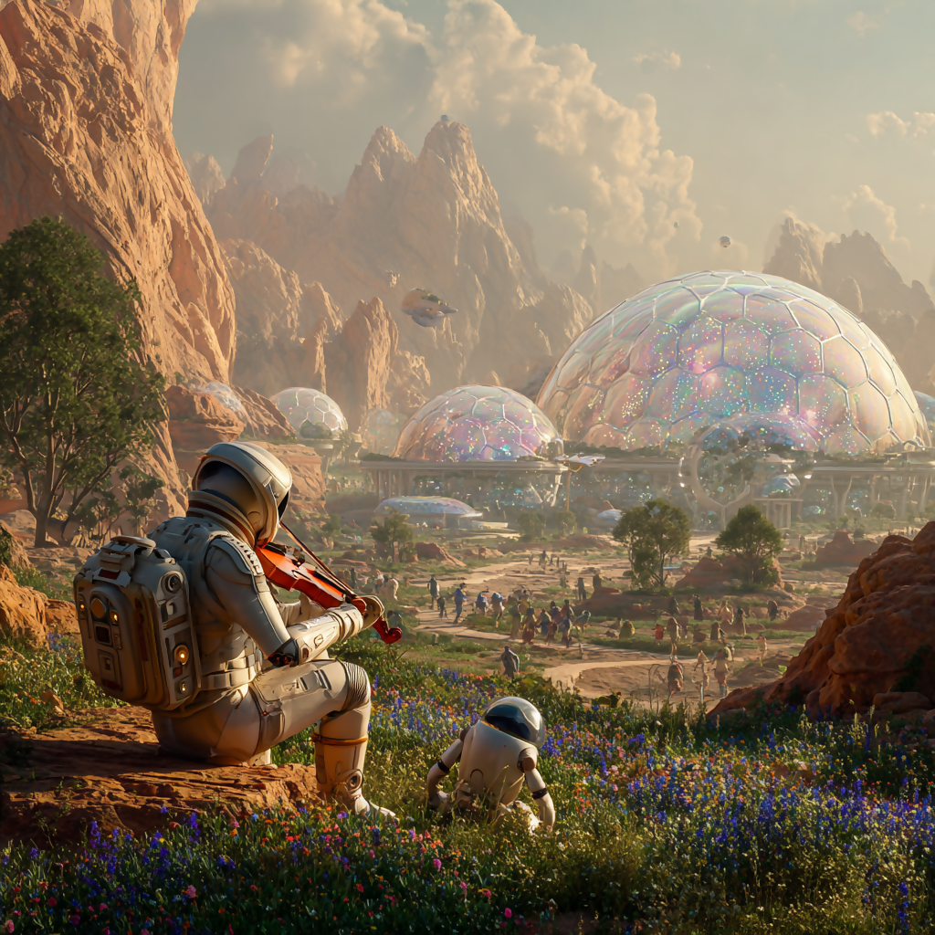 Terraforming Mars Violinist – Sci-Fi Futuristic Art Print