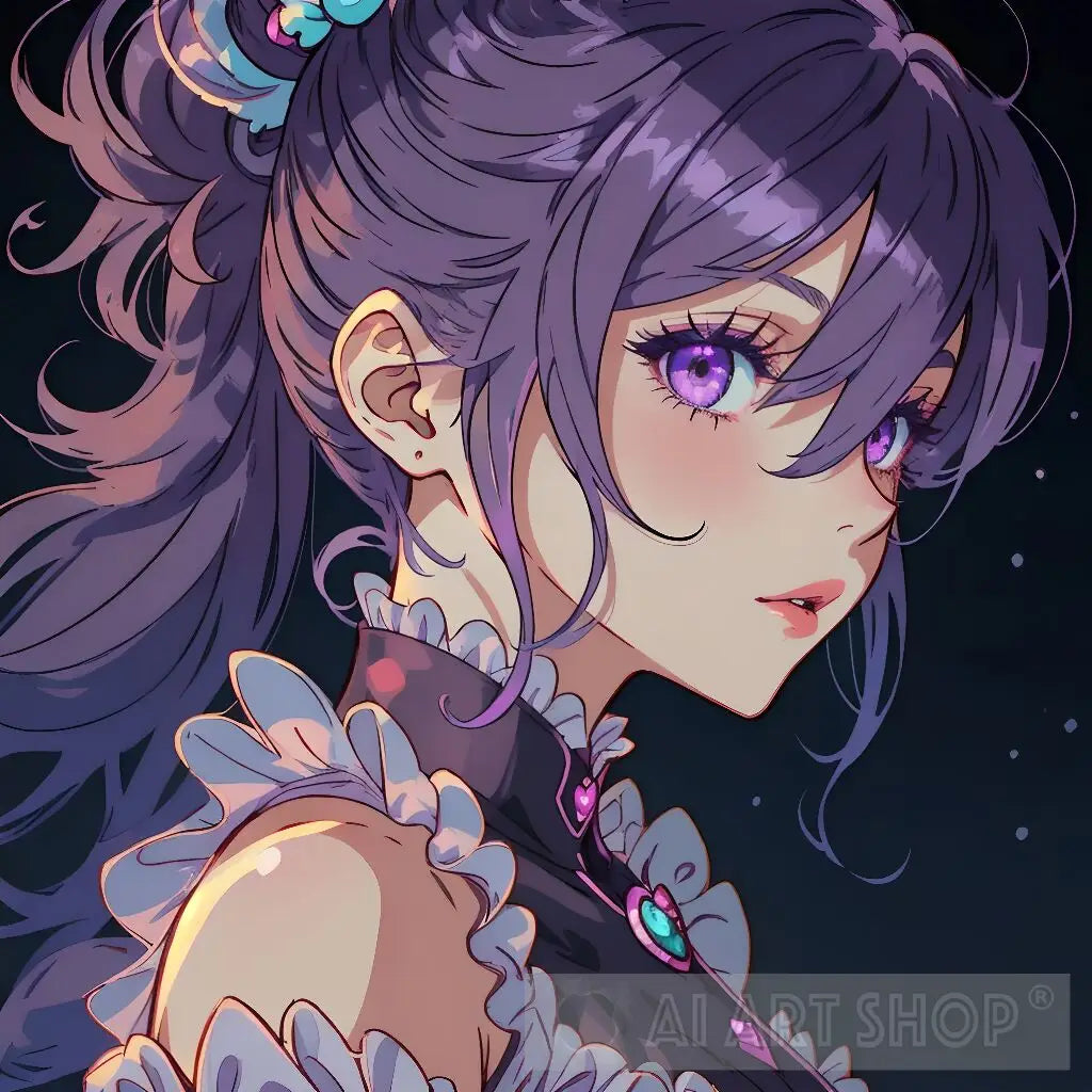 A Close Up Of A Cute Anime Girl With Purple Eyes
