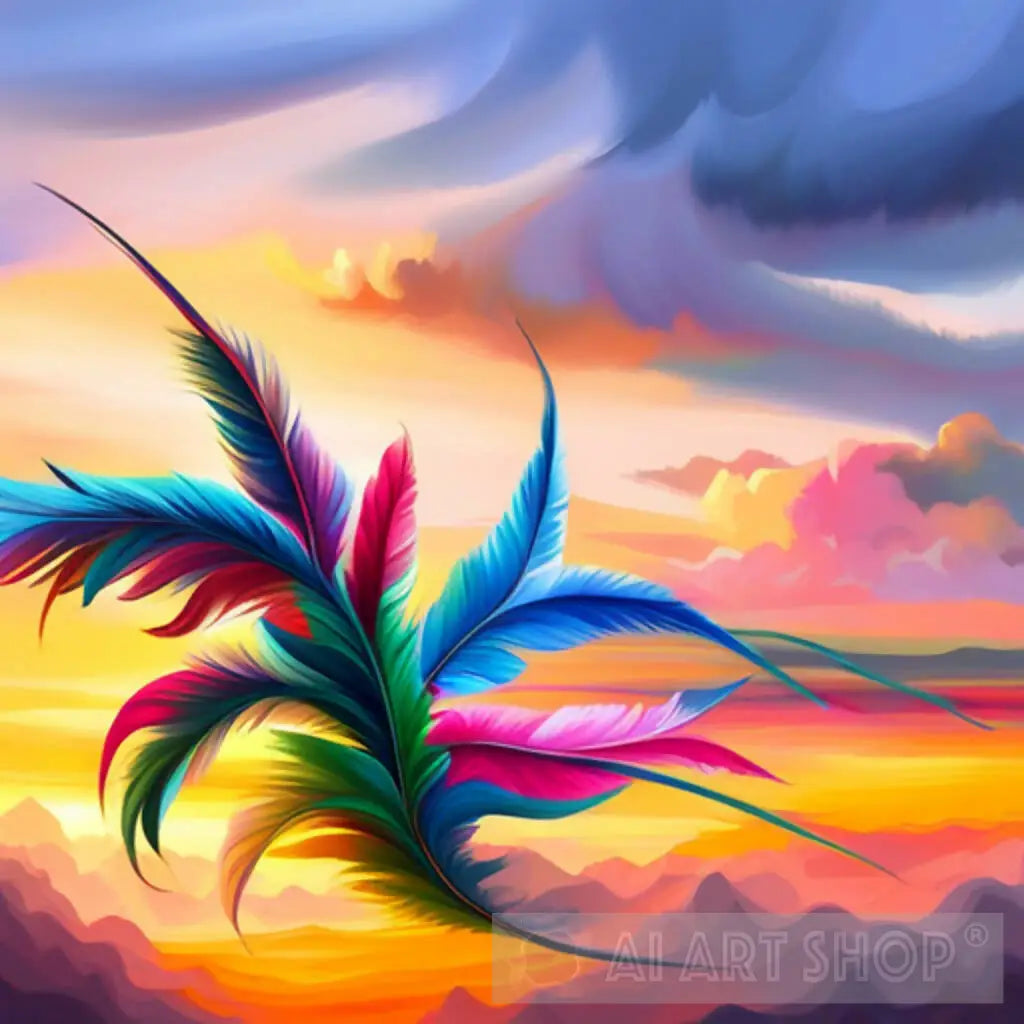 A colorful feather in the sky