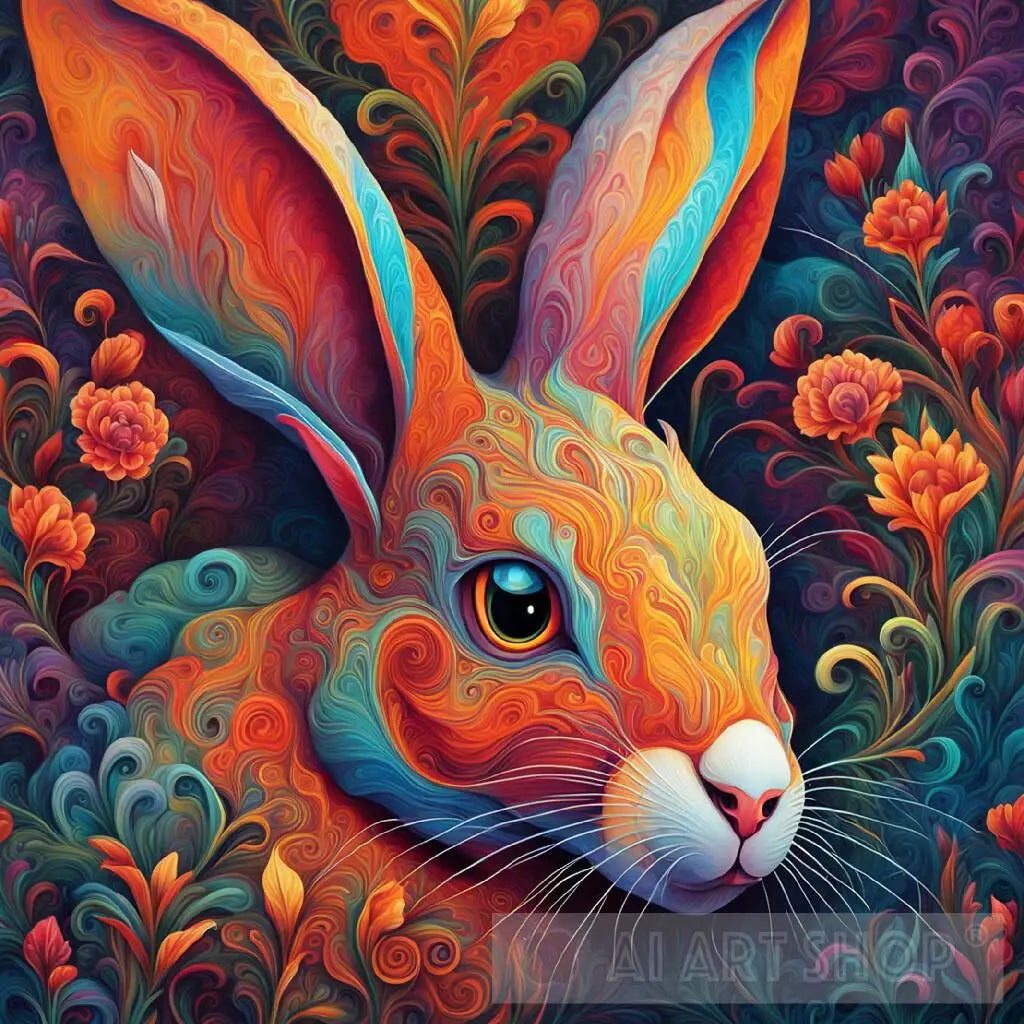 bunny, rabbit, psychedelic, trippy, colorful, cool, rainbow, animal...