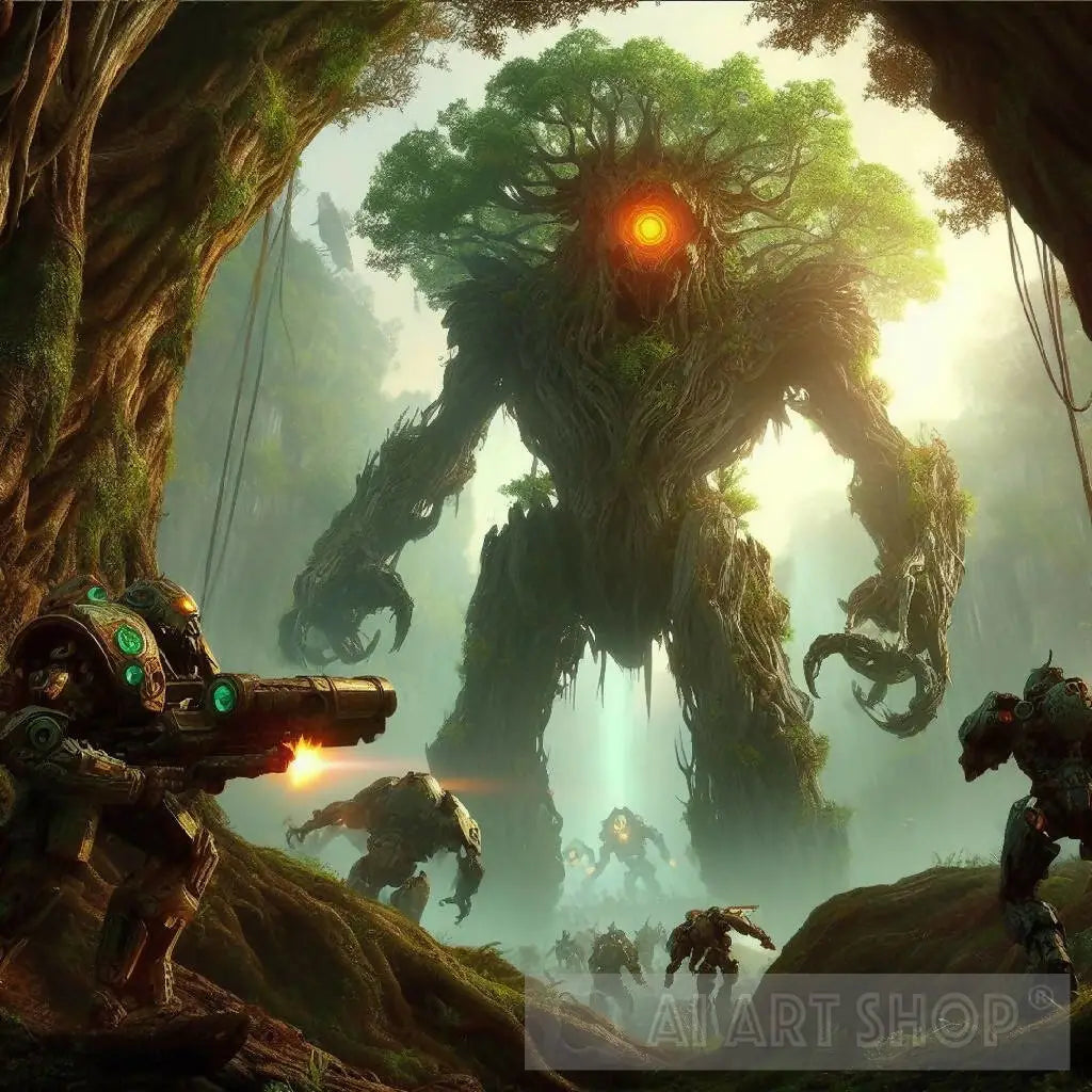 A colossal, sentient tree battle
