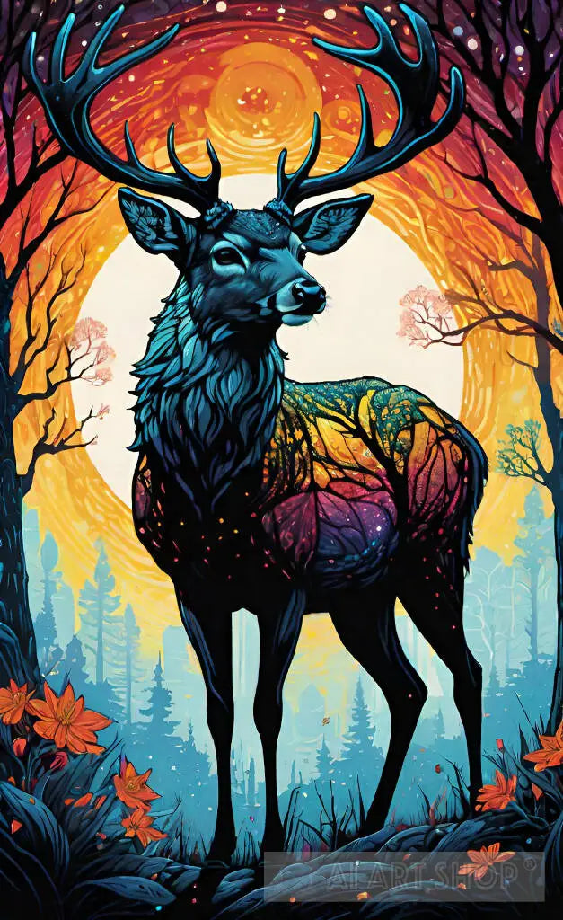 A deer at night