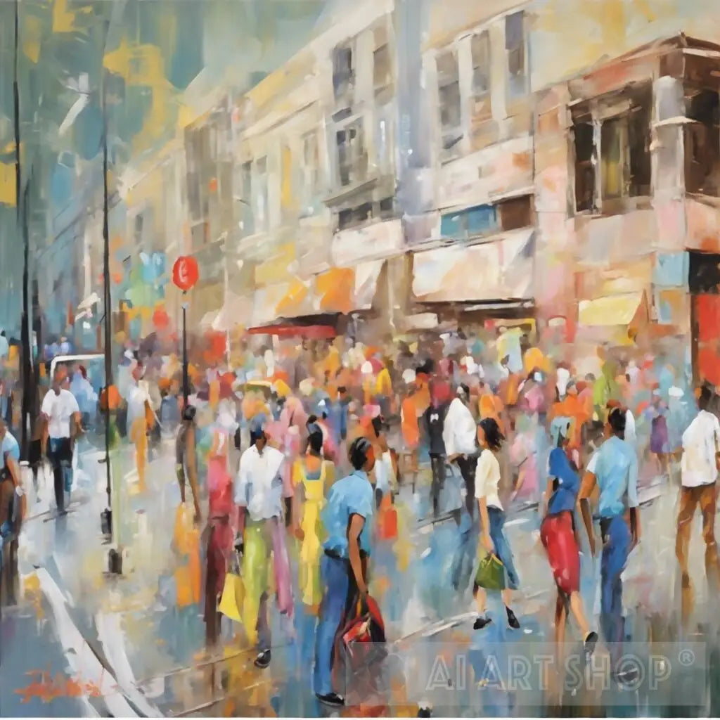Vibrant Urban Life on Canvas