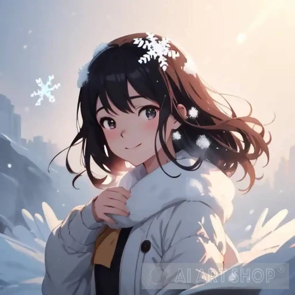 Enchanting Snowscape with a Girl: Describing the magical snowy land...