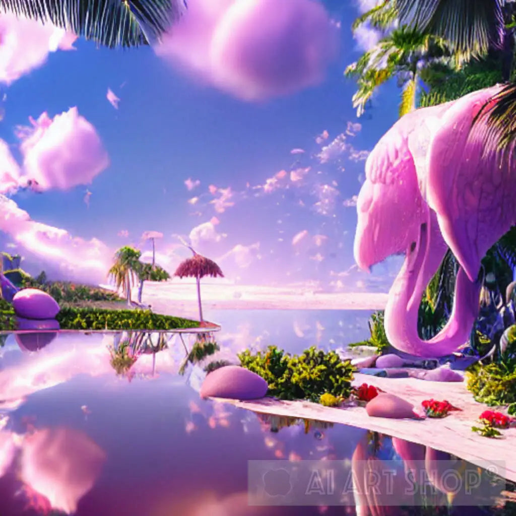 A magical island in the middle of the ocean landscape Generative AI