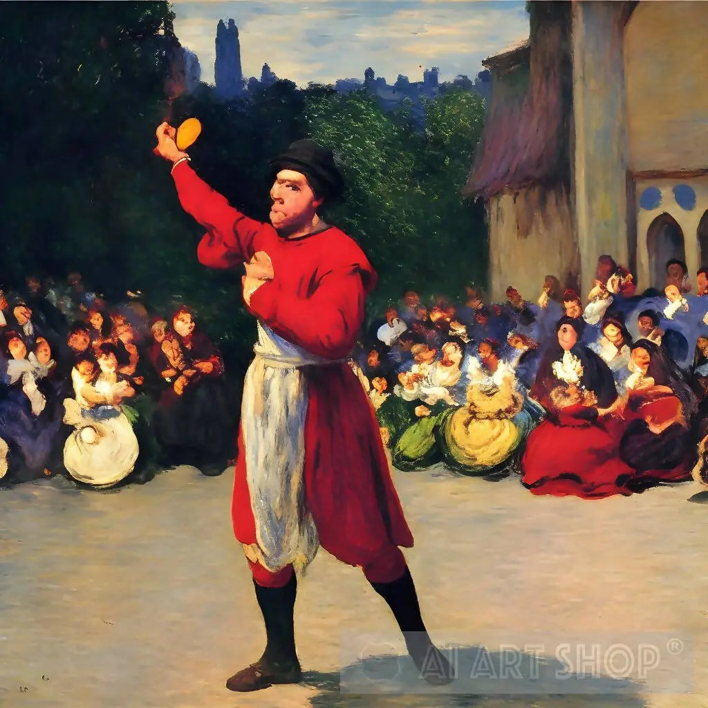 A Medieval Juggler Performing for a Crowd