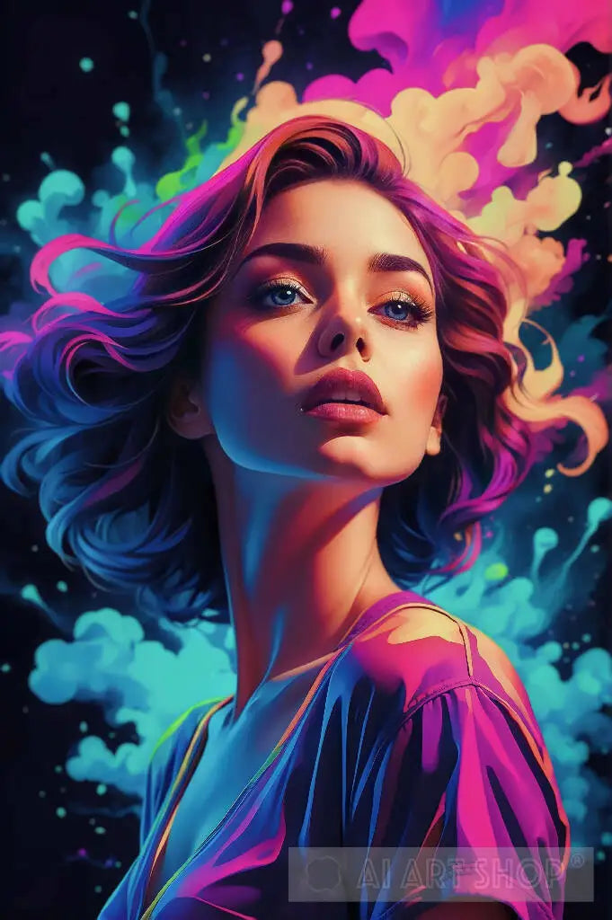 model, girl, colorful, portrait, beautiful, woman, digital painting...