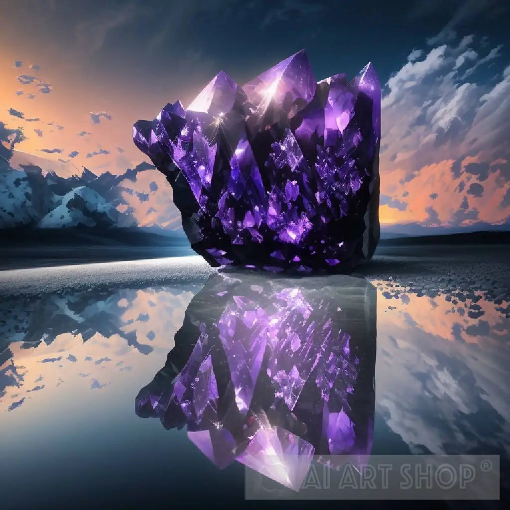 Amethyst crystal reflection.