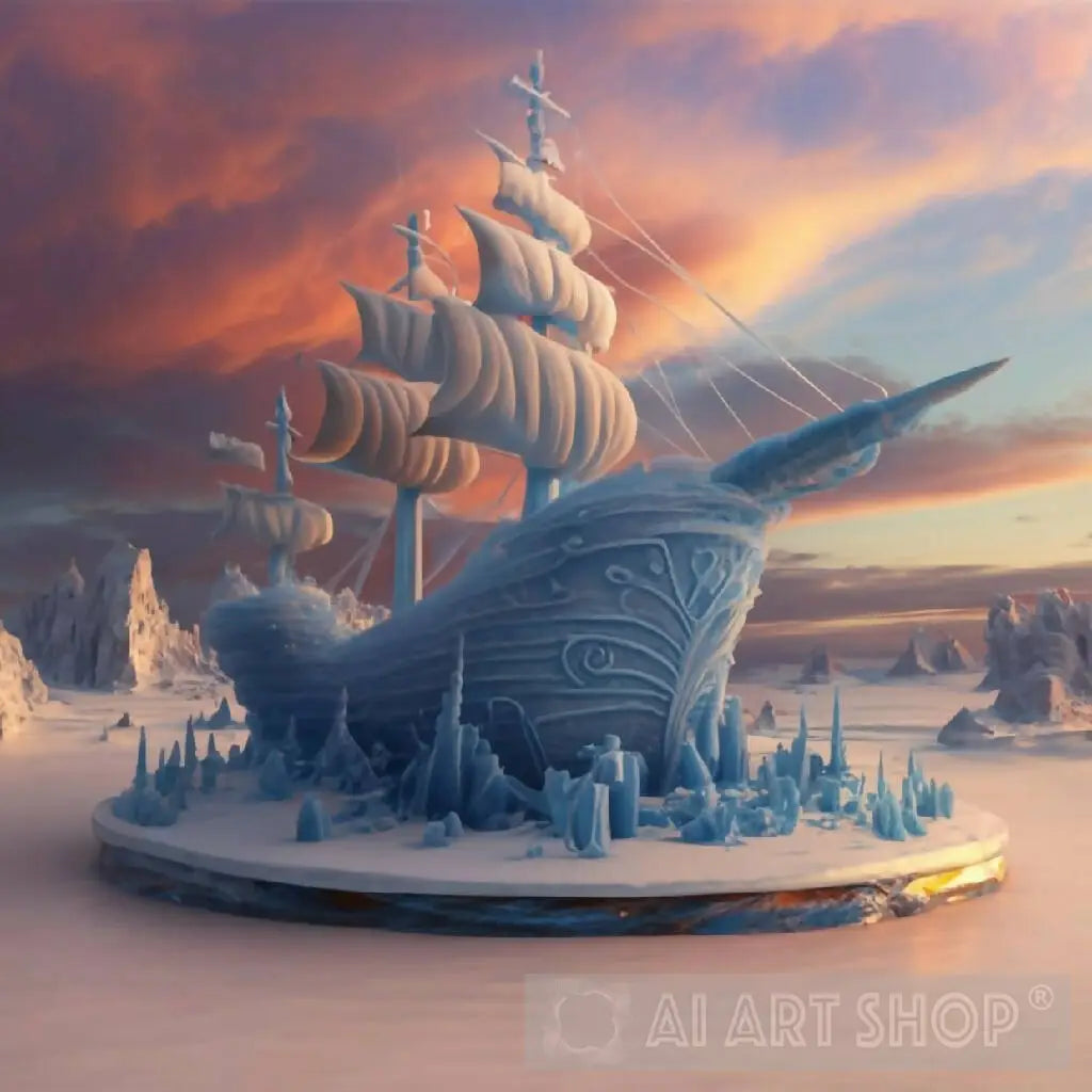 A sailing ship frozen on ice sailing ship frozen ice
