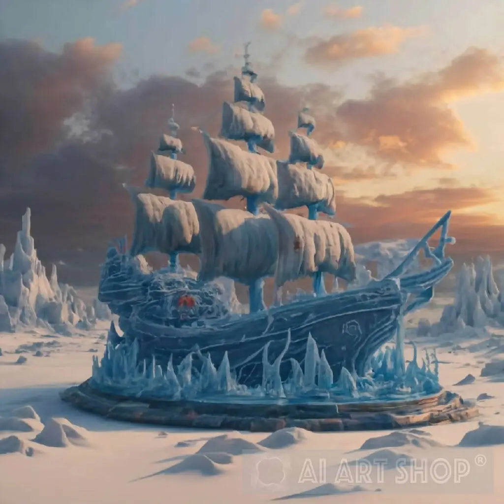 A sailing ship frozen on ice sailing ship frozen ice