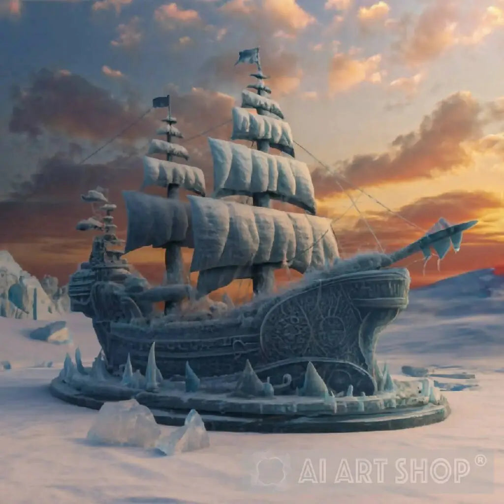 A sailing ship frozen on ice sailing ship frozen ice