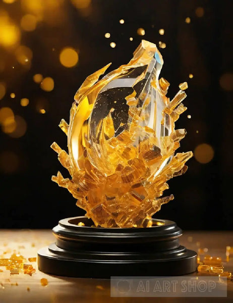 a shattered statue, art,shattering sculpture,colorful cristal parti...