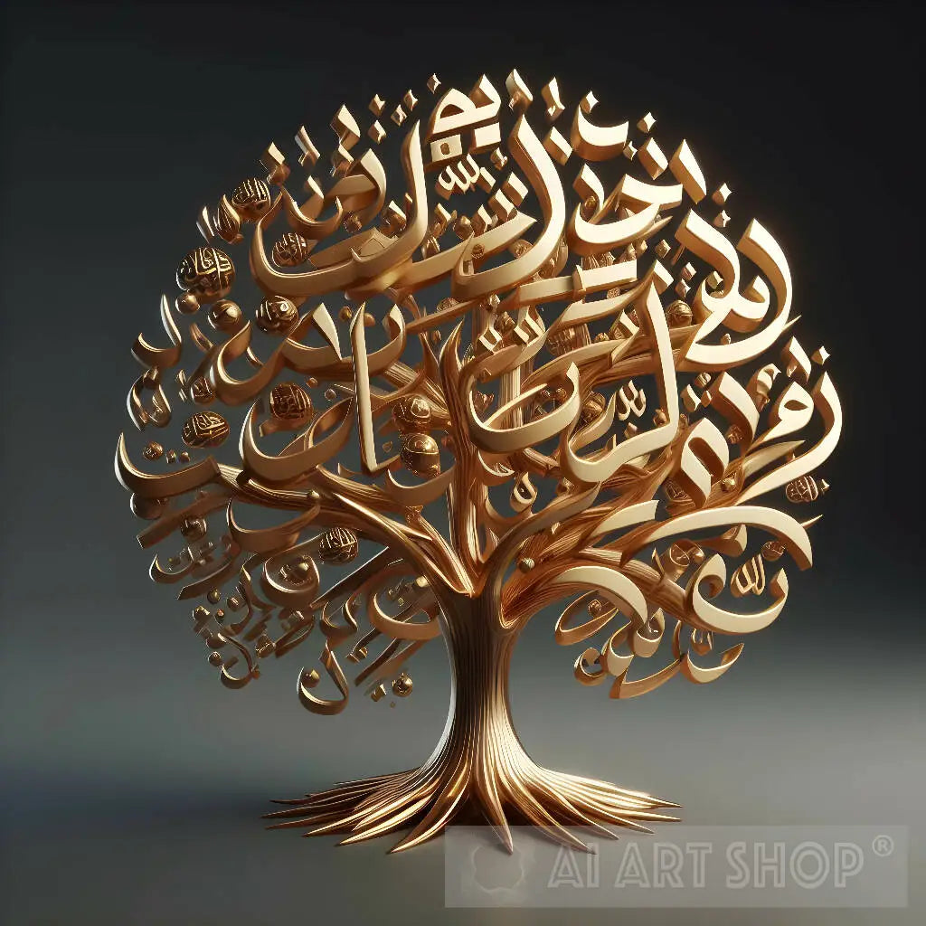 A Tree Composed Of Arabic Letters, Arabic Art, Tree Of Language, Ar...