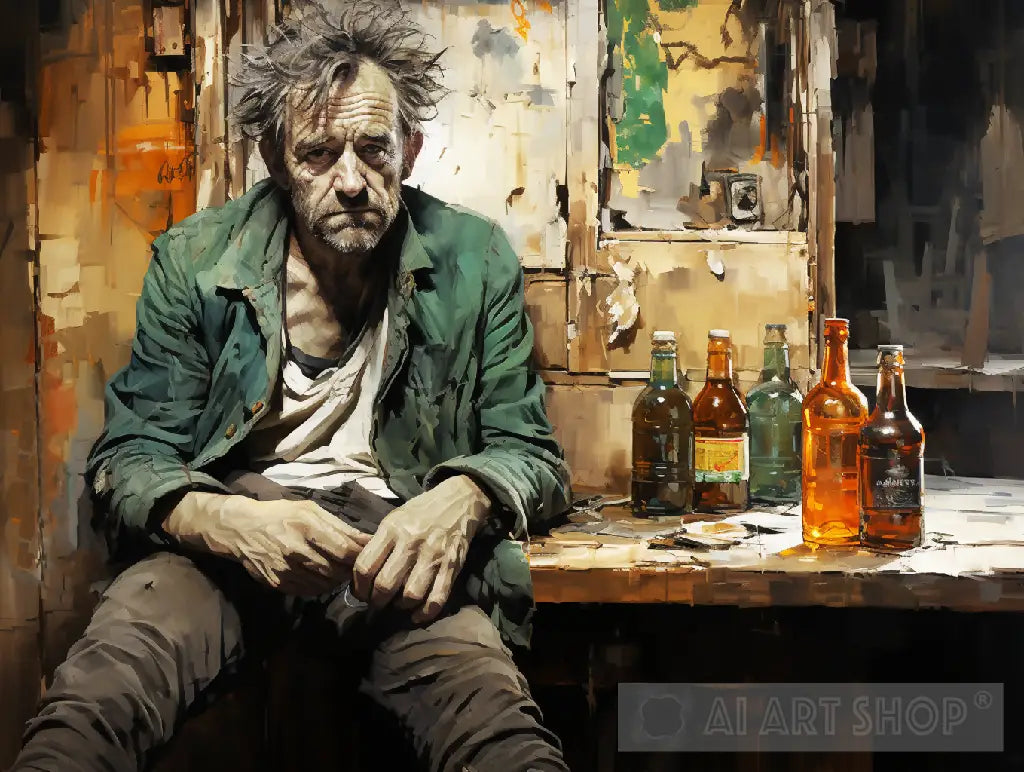 A Glimpse into the Life of a Vagrant Amidst Urban Chaos