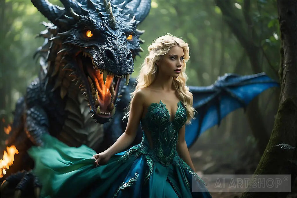 AI Artwork , princess , beautiful , dragon