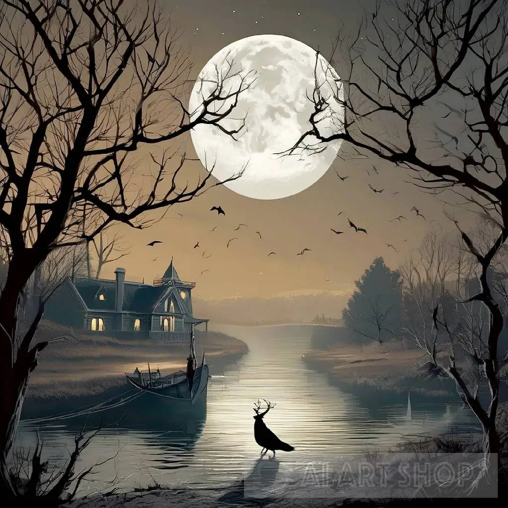 dark, fantasy, nature, background, night, landscape, halloween, hor...