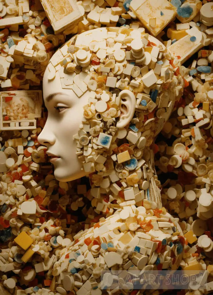 "A Whimsical World: A Woman's Face Made of Everyday Object...