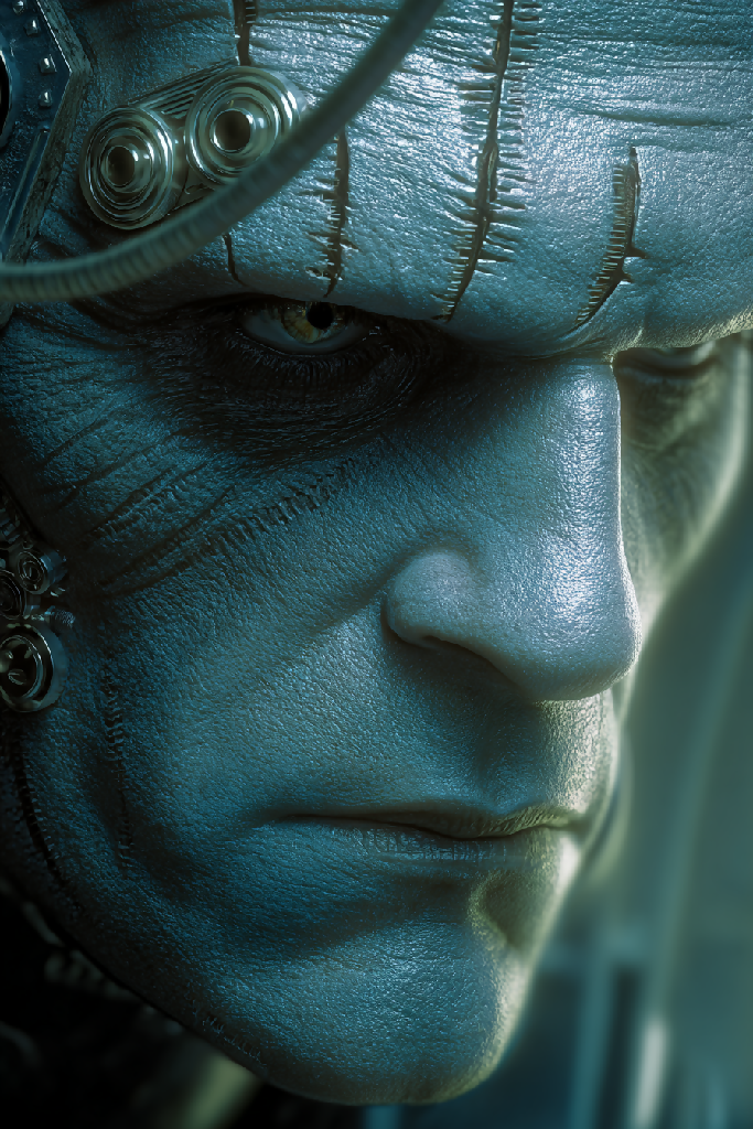 Cyborg Frankenstein I – Digital Portrait of Metallic Texture and Ar...