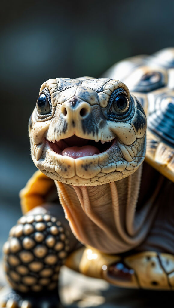 Adorable Tortoise with Cute Smile – AI-Generated Artwork