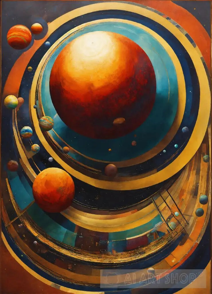 Abstract art time machine planets