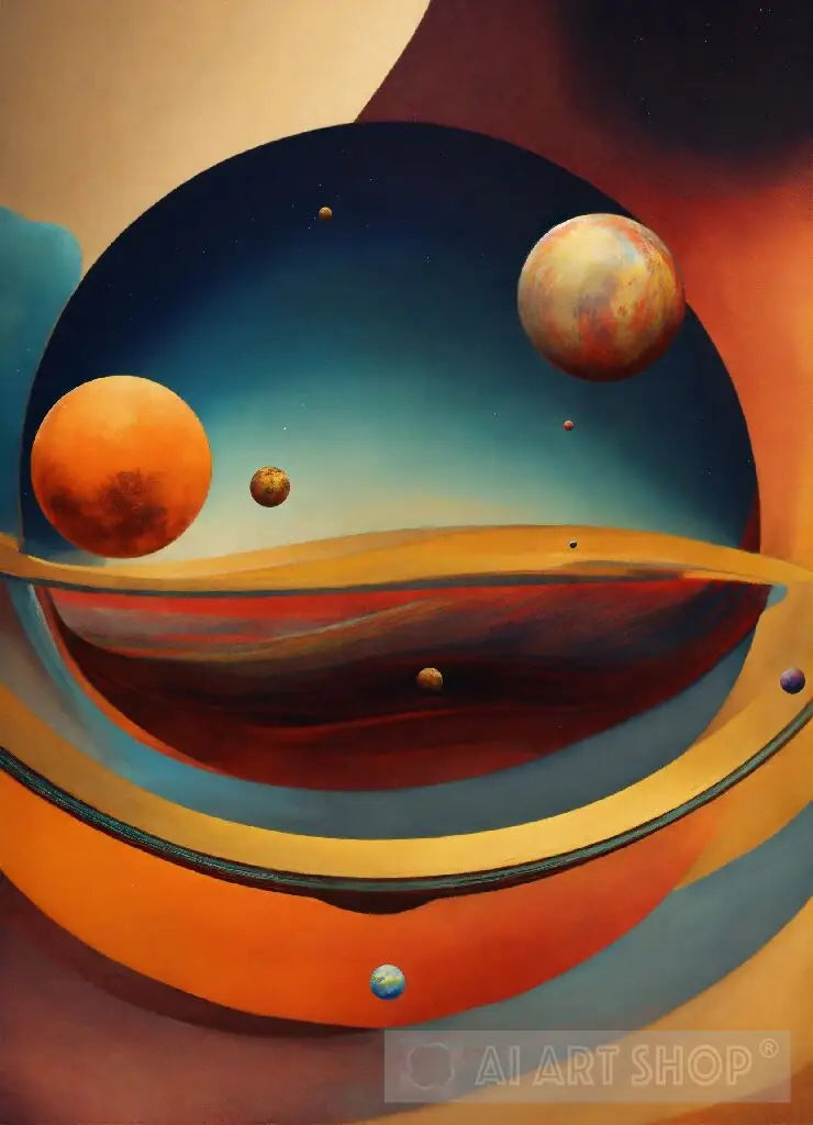 Abstract art time machine planets