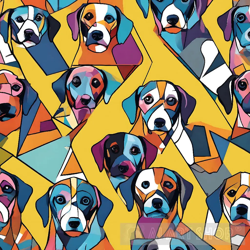 Abstract background of dog faces
